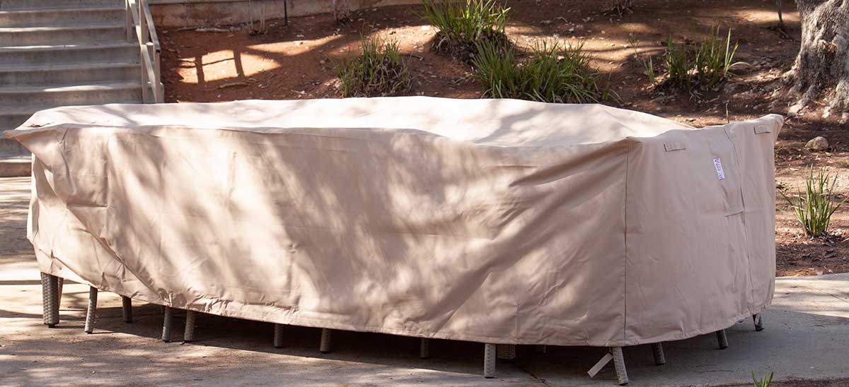 Patio Table Cover Rectangle Waterproof 99-Inches Beige From DolaPatio