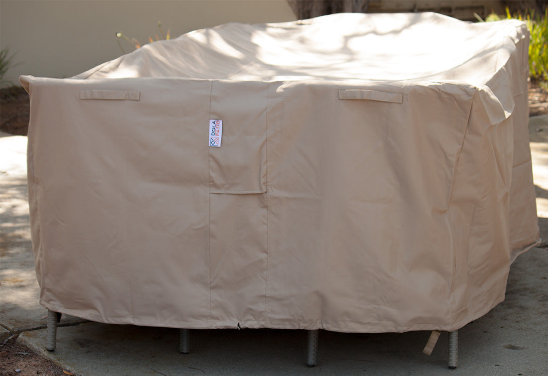 Patio Table Cover Rectangle Waterproof 99-Inches Beige From DolaPatio
